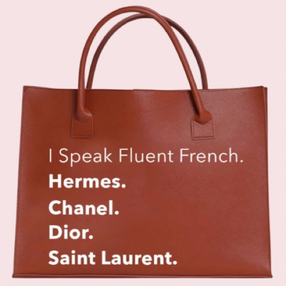 LA Trading Co | Bags | Modern Vegan Tote I Speak Fluent French Caramel ...